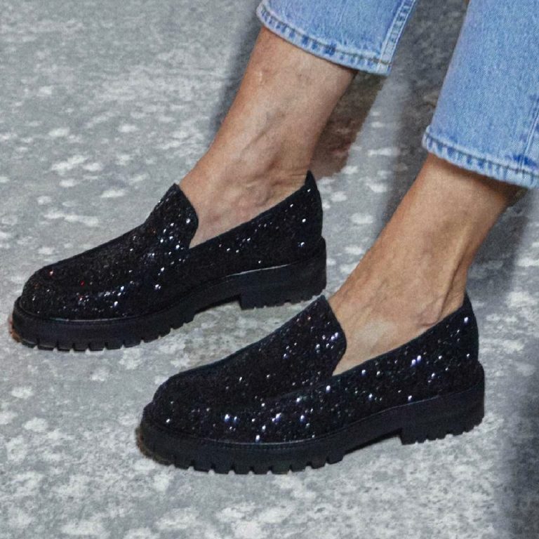 Angulus Loafers i Sort/Glimmer til Dame