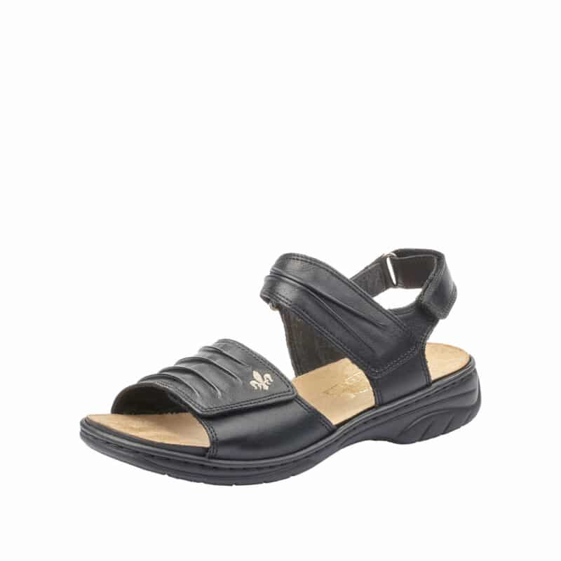 Rieker sandal i sort til dame med velcro • 64560-01 → Unic Shoes